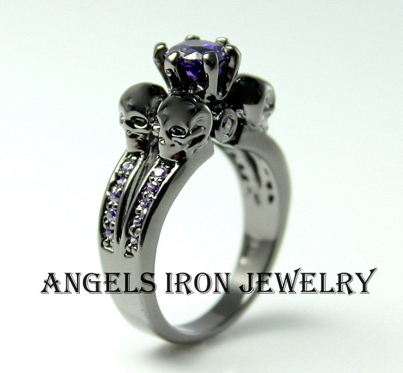 Black Skull Ring Women Wedding Engagement Anniversary Promise - Etsy