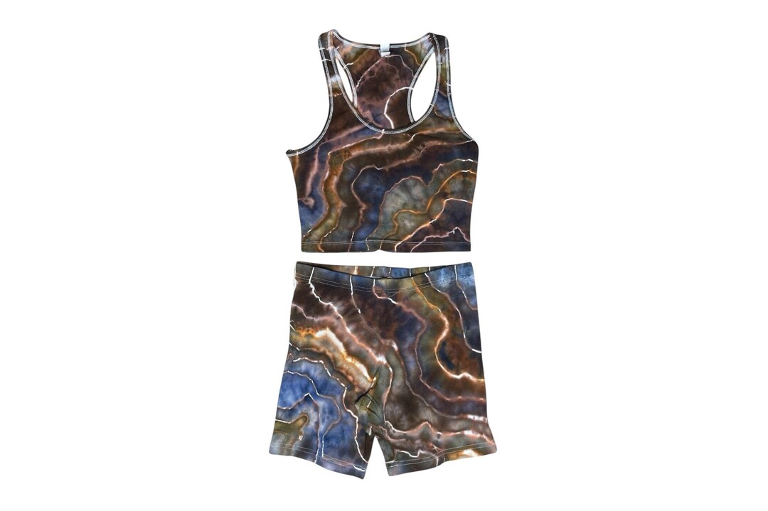 Tie-dye Crop Top and Shorts Set / Small / Matching Set / Geode / Ice ...