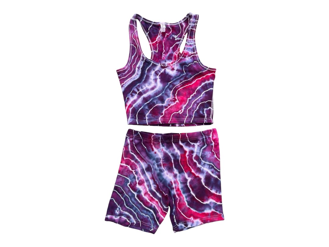 Tie-dye Crop Top and Shorts Set / Medium / Matching Set / Geode / Ice ...
