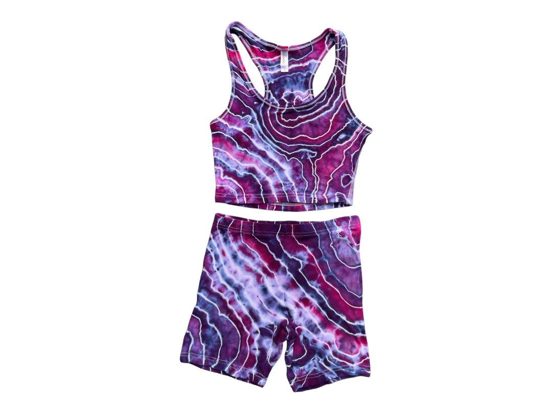 Tie-dye Crop Top and Shorts Set / Small / Matching Set / Geode / Ice ...