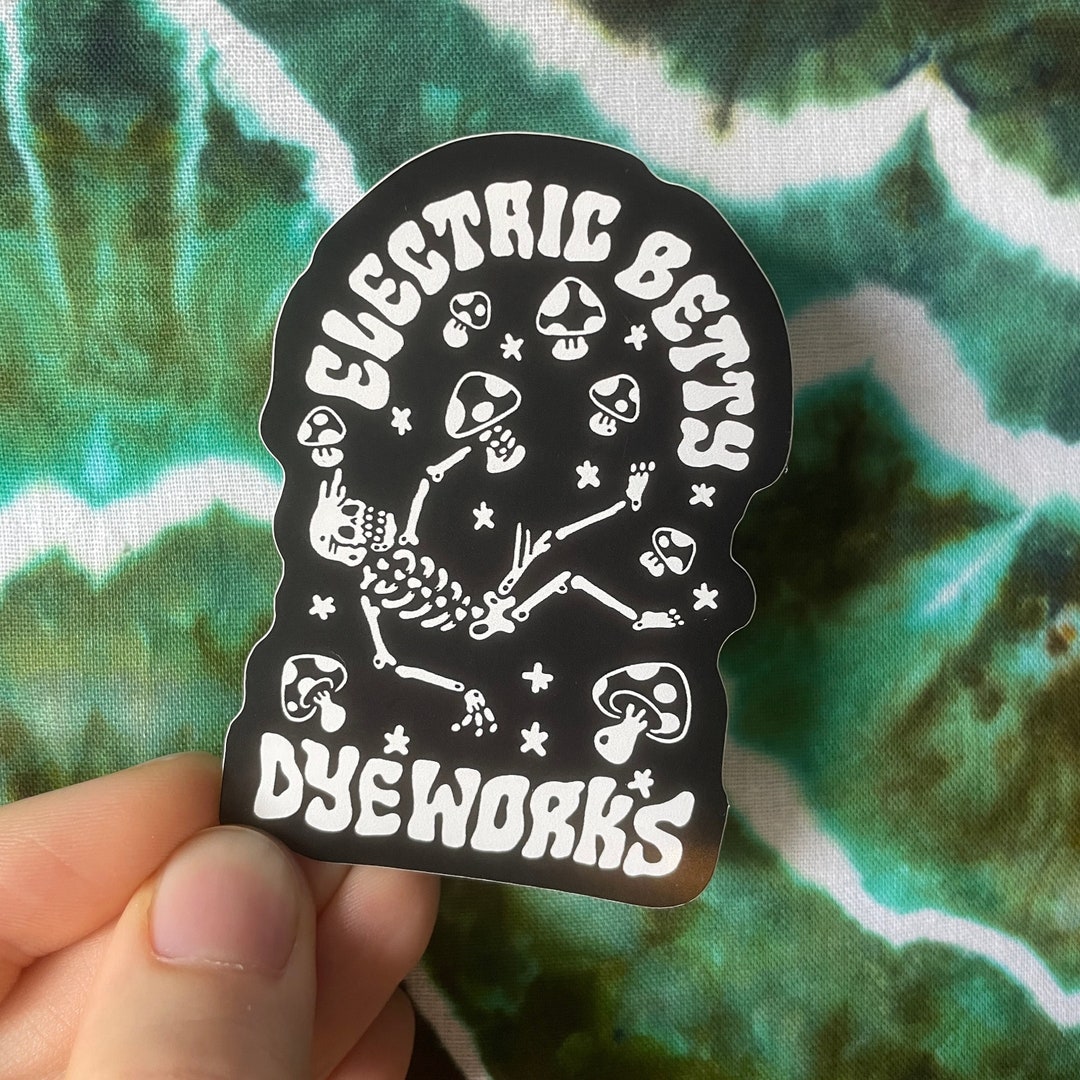 Electric Betty Dyeworks Sticker / Falling Skeleton / Mushrooms ...
