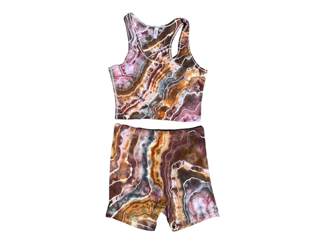 Tie-dye Crop Top and Shorts Set / Large / Matching Set / Geode / Ice ...