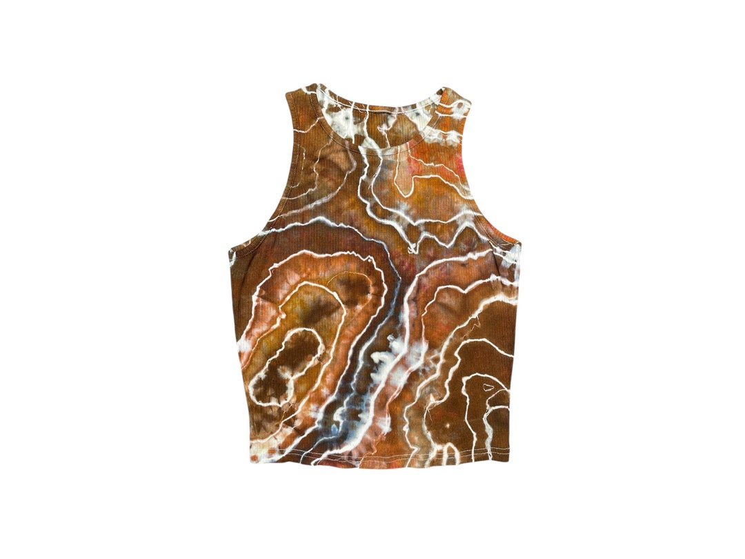 Geode Tie Dye Crop Top / Small / Brown / Earthy / Hand Dyed / Stretch ...