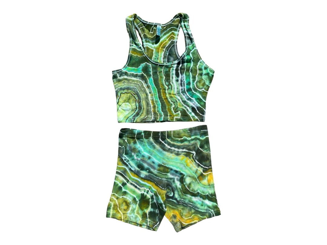 Tie-dye Crop Top and Shorts Set / Large / Matching Set / Geode / Ice ...