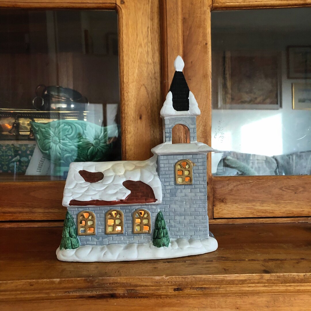 Christmas Church, Swedish Ceramic Church for Tea Lights, Church Lantern ...