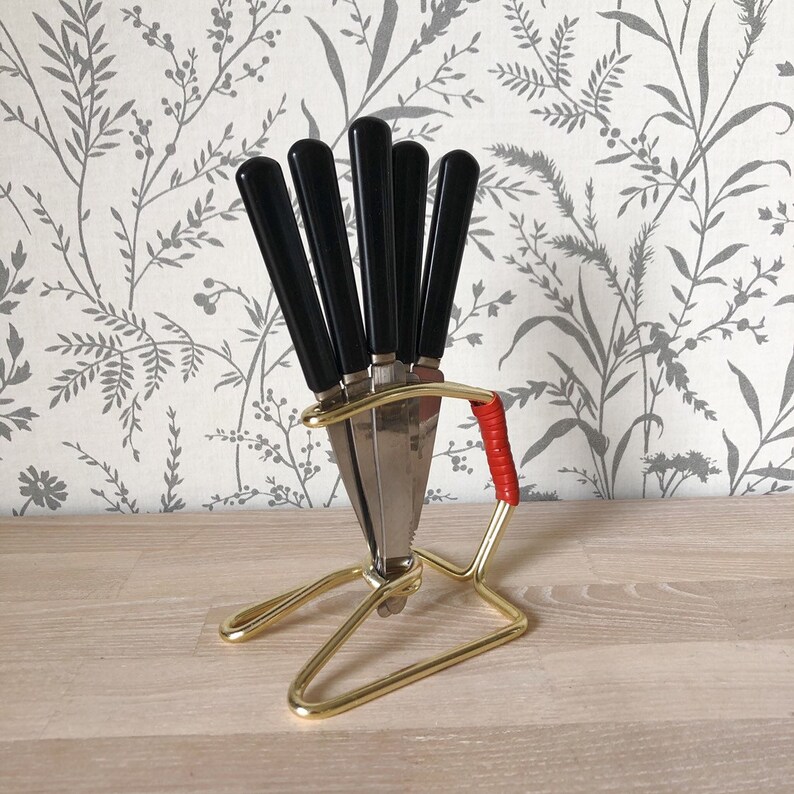 Solingen Rostfrei Set of 5 Fruit Knives With Stand, German Bakelite ...