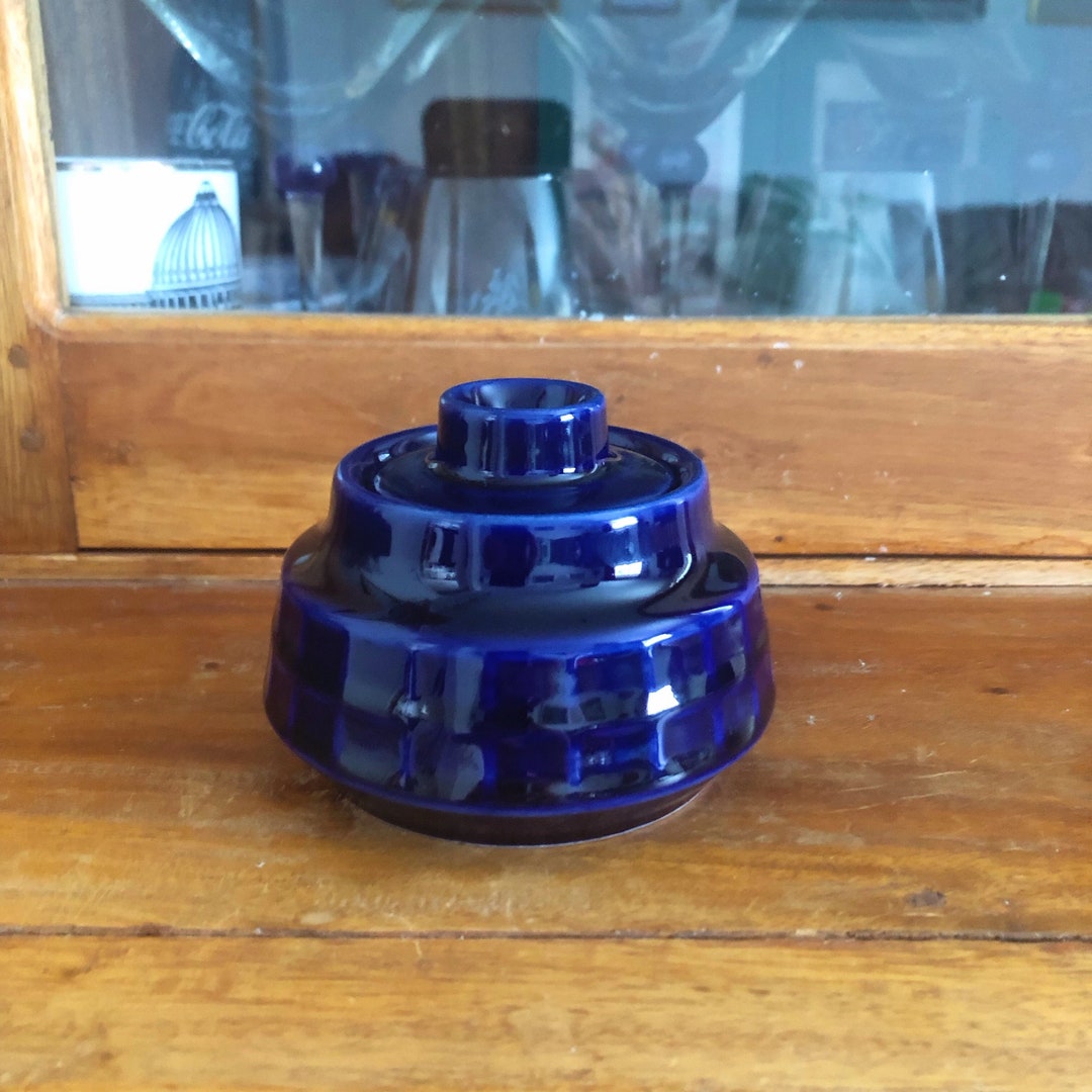 Blue Porcelain Jar, Trinket Jewellery Box, Deep Blue Retro Jar With Lid ...