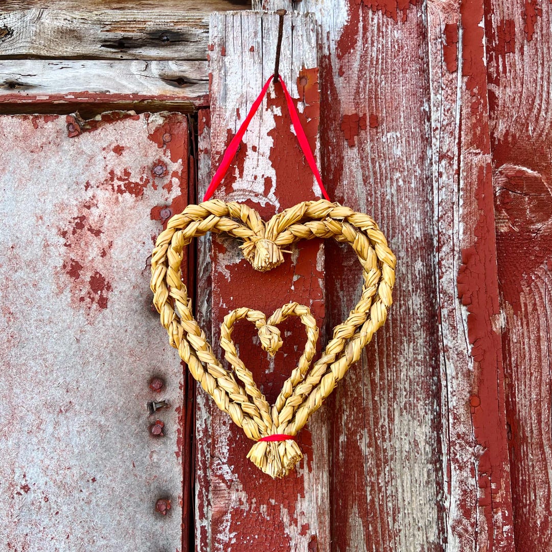 CHRISTMAS Large Swedish Straw Heart, Scandinavian Valentines Day Folk ...