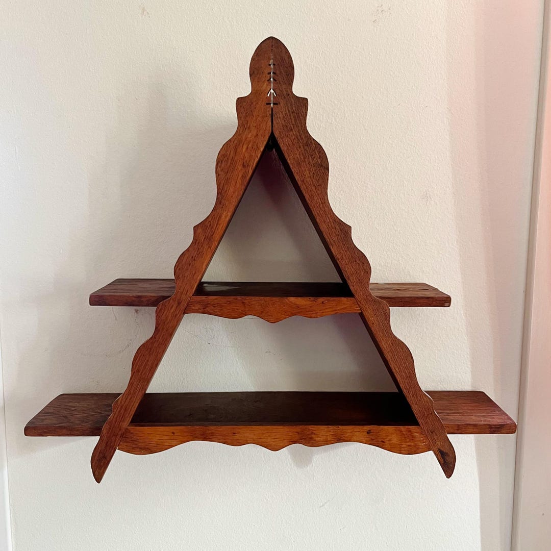 Trinket Shelf Teak Wall Shelves Arch Wall Decor for Miniatures and ...