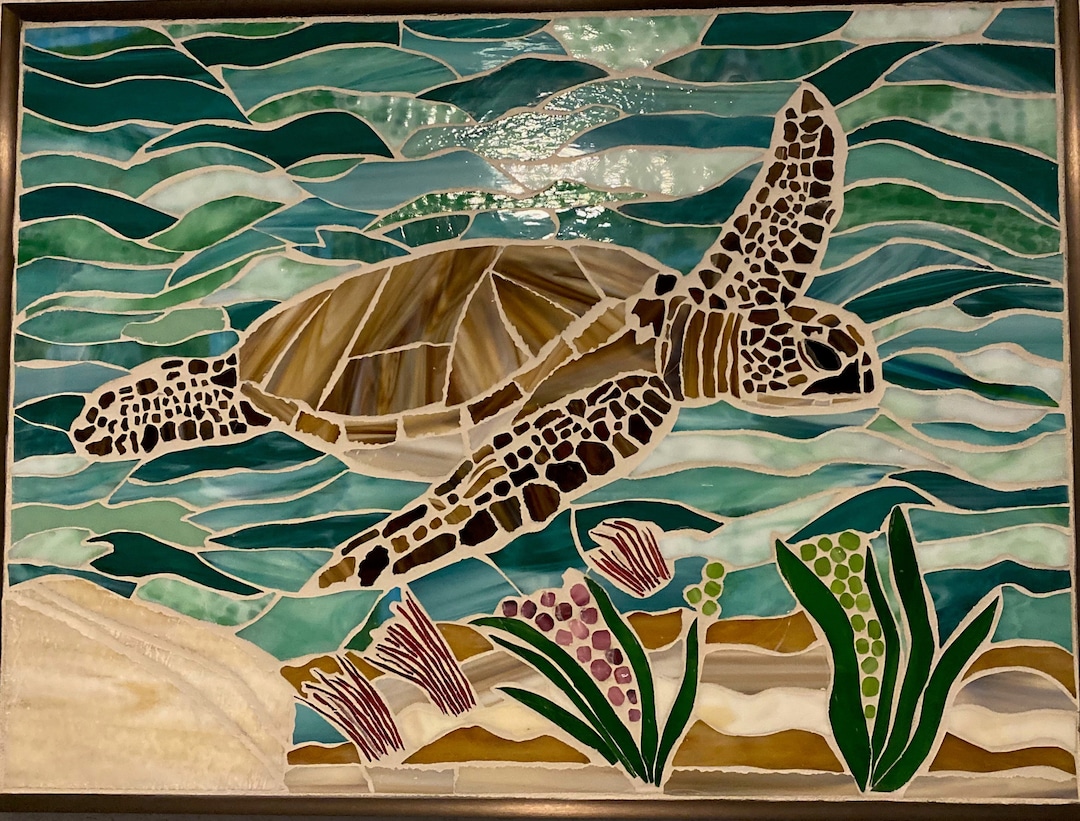 Glass Mosaic Turtle Measures L 32" X H 24". - Etsy