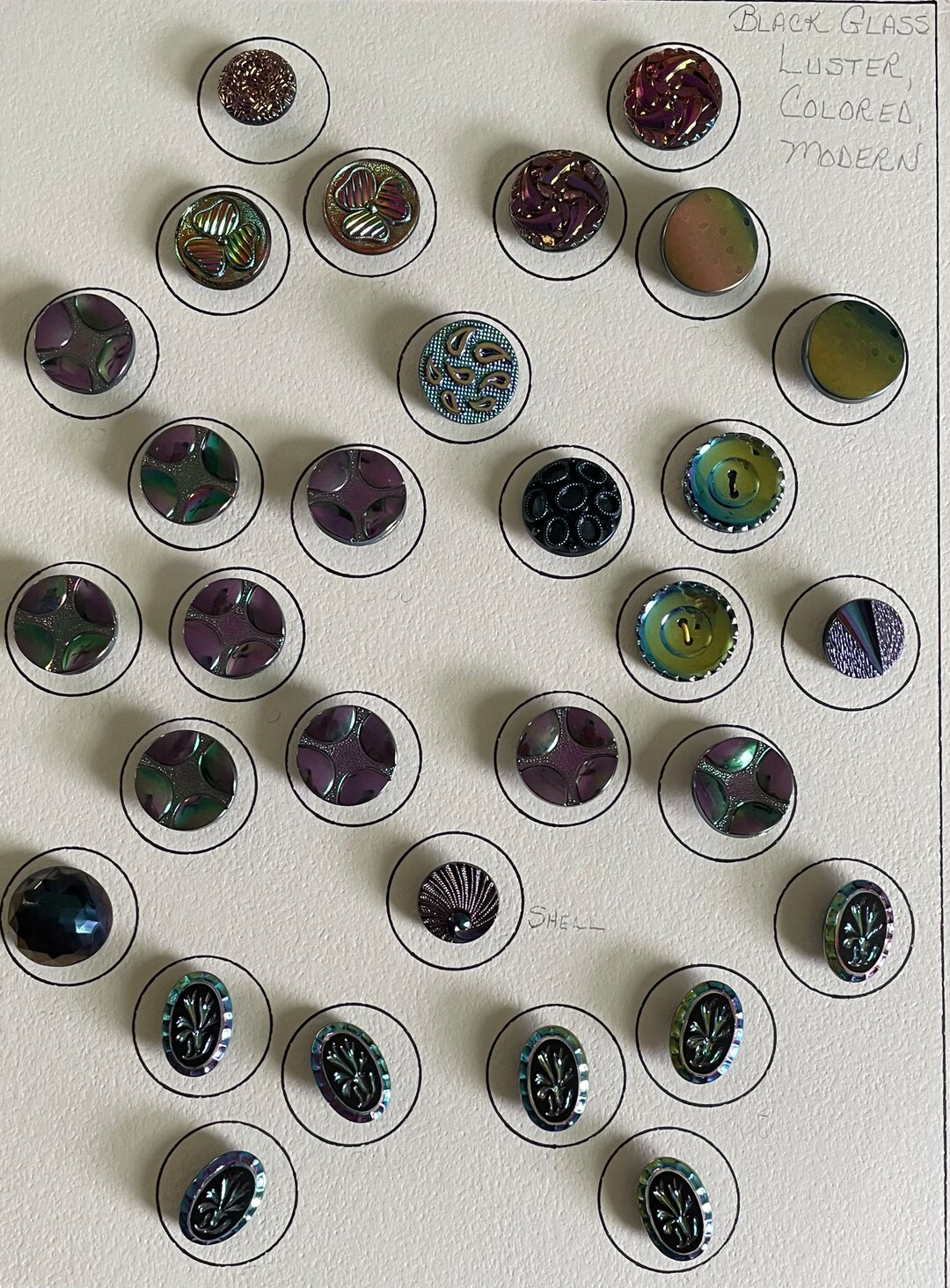 Instant Collection of 30 Black Glass Luster Buttons, Vintage Multi ...