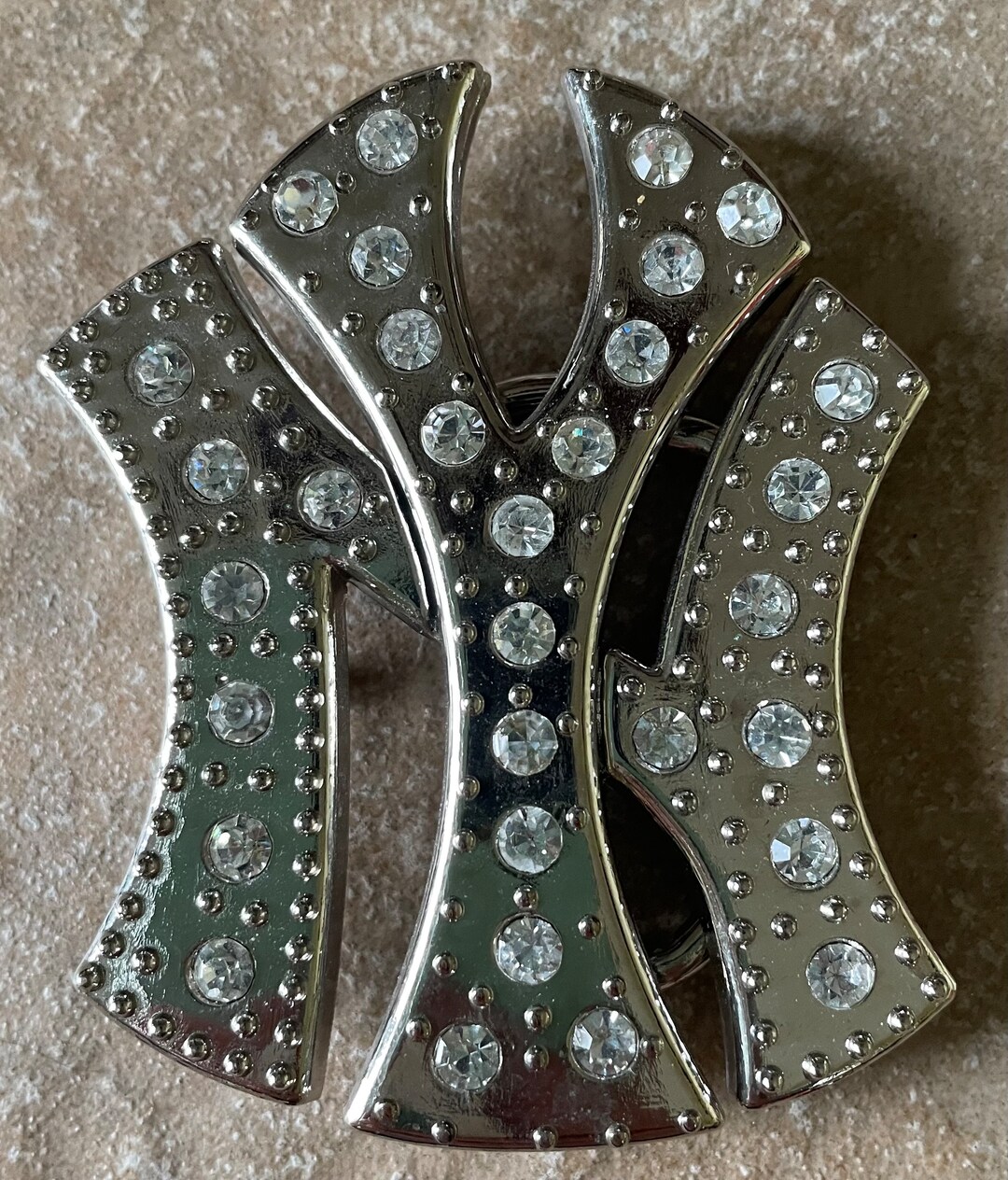 NY Yankees Rhinestone Belt Buckle, Vintage, Silver Tone, 79MM X 64MM - Etsy
