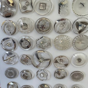 Vintage Clear Glass Buttons Silver Luster, Instant Collection, 30 Total ...