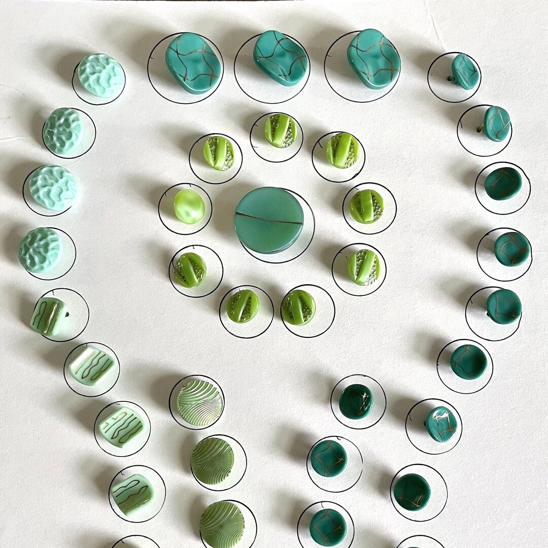 Vintage Green Glass Button Collection: 45 Luster Shank Buttons - Etsy