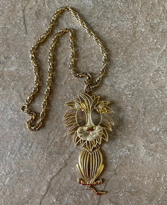Vintage ALAN Articulated Lion Pendant and Necklace, L… - Gem