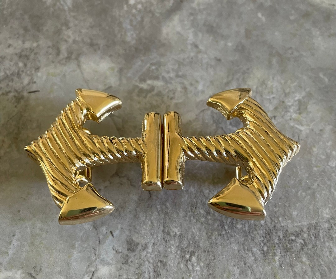 Vintage Anchor Belt Buckle, Gold Tone, Highly Detailed, Signed ANCHORS ...
