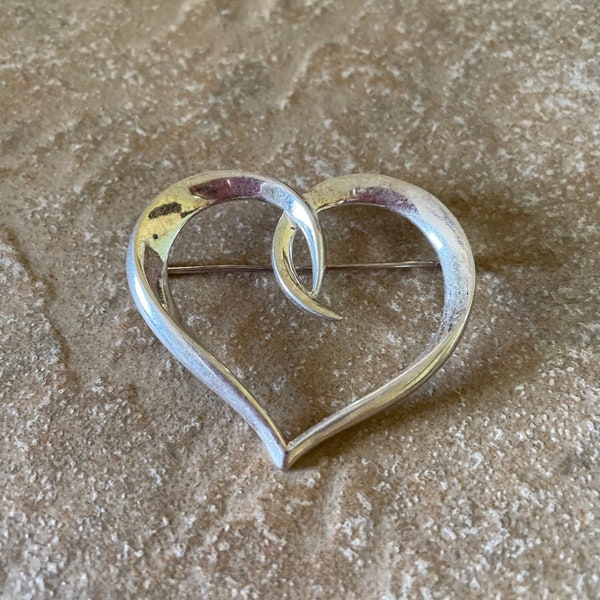 Silver Heart Brooch - Etsy