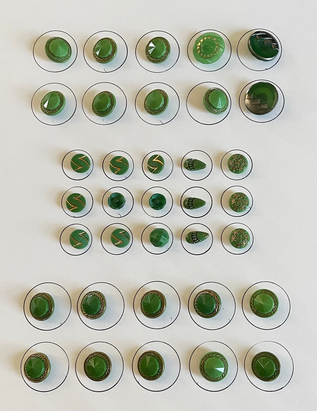 Vintage Green Glass Button Collection: 35 Luster Shank Buttons - Etsy