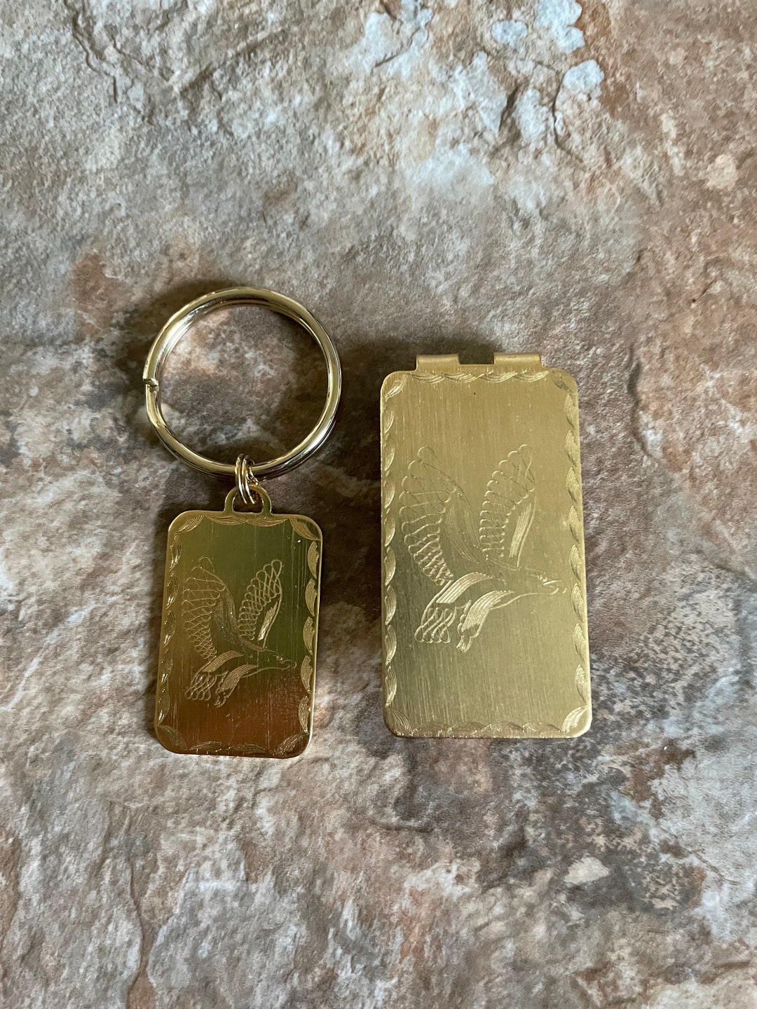 Vintage Eagle Men's Accessory Set, Gold Tone Money Clip and Key Ring ...