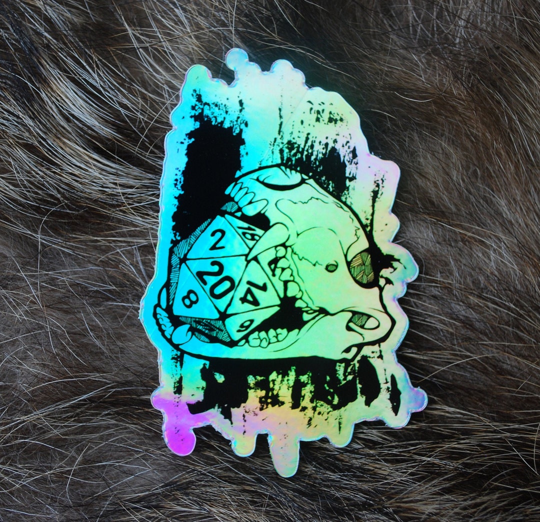 D20 Raccoon Skull Holographic Sticker - Etsy