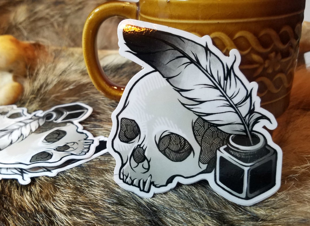 Skull & Inkwell Vinyl Sticker - Etsy