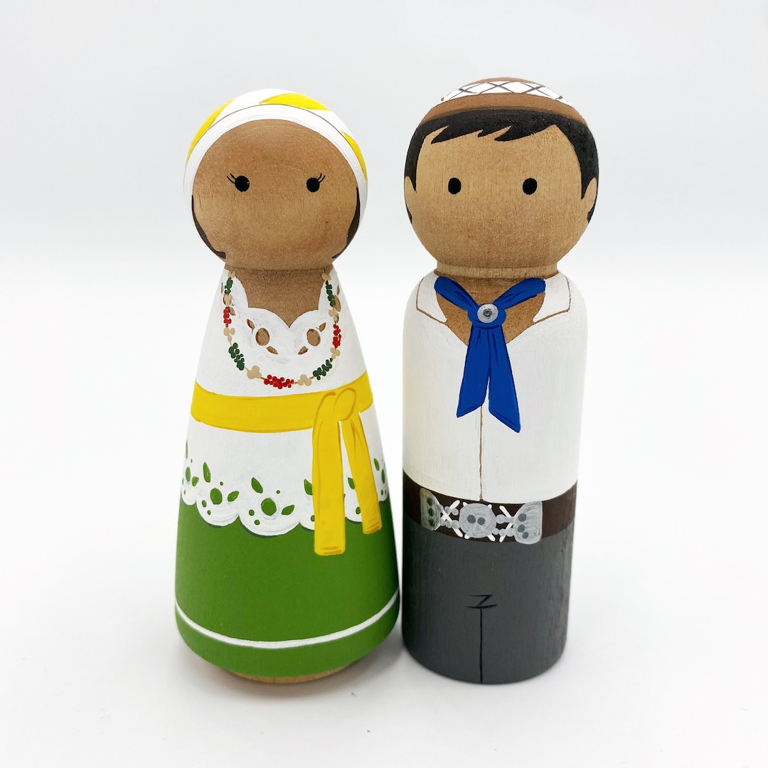 Multicultural Couples - Two Peg Dolls (boy and Girl) Painted in the ...