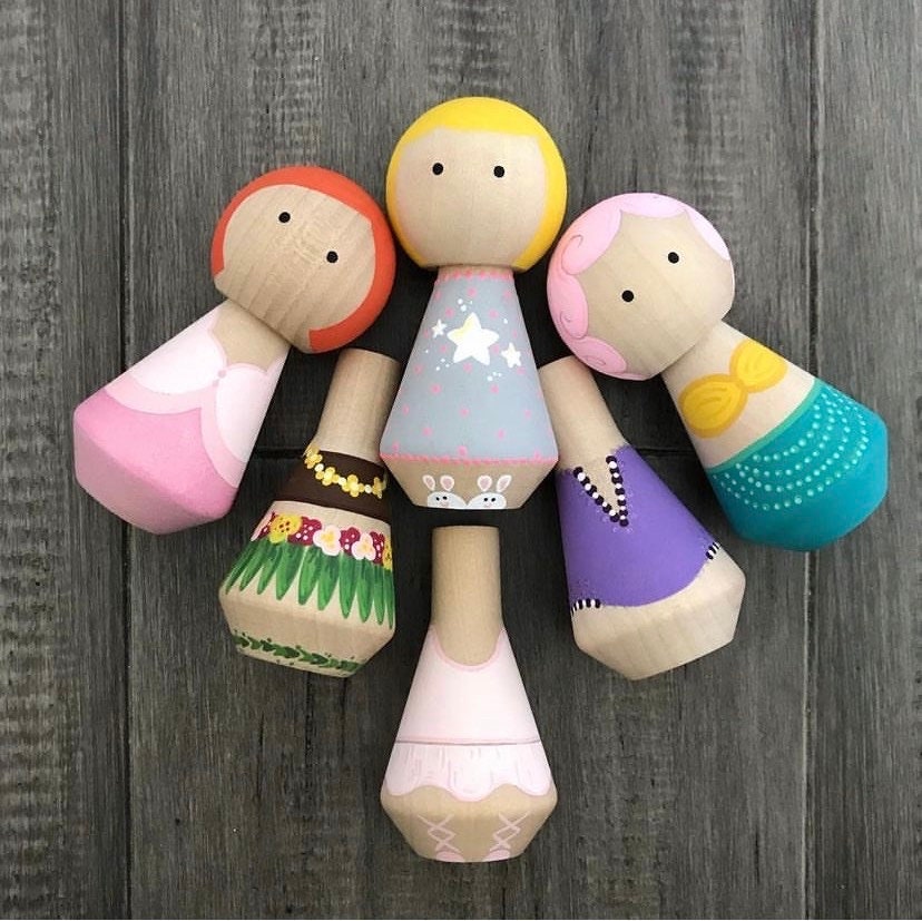 Pegheads - Swappables- Girl Body Paper Doll Pegs - Mix and Match Pegs ...