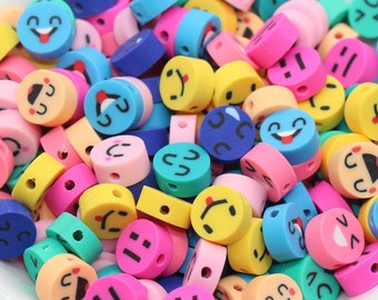 Emoji Polymer Clay Beads, Emoji Fimo Cane Beads, Assorted Emoji Beads ...