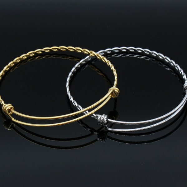 Stainless Steel Braided Bangle - Etsy