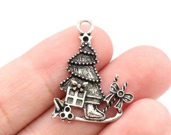 15pcs Christmas Wreath Charms Xmas Charms Antique Silver Tone - Etsy