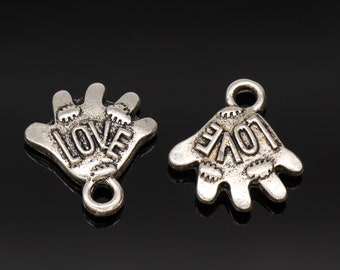 50pcs Hand With Made With Love Tag Charms Pendant 15x10mm - Etsy