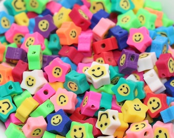 Smiley Face Polymer Clay Beads, Mix Color Smiley Face Fimo Cane Beads ...