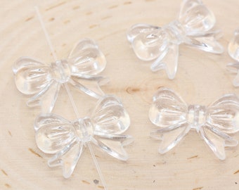 30pcs/50pcs/100pcs/200pcs White Bows,bow Beads,acrylic Ribbon Bow Beads ...