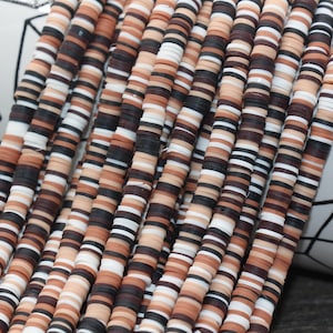 6mm Multicolored Polymer Clay Disc Beads, Brown Mixed Heishi Beads ...