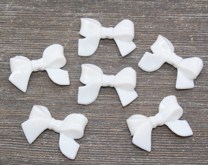 White Bow Beads, Acrylic Bow Beads, Vertical Hole Bow Beads, Chunky ...
