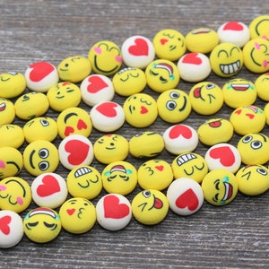 Emoji Polymer Clay Beads, Emoji Fimo Cane Beads, Assorted Emoji Beads ...