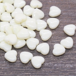 Ivory Heart Beads, Ivory Acrylic Heart Beads, Chunky Heart Beads ...