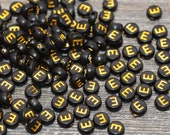 Letter E Beads Black with Gold Letter E Individual letter | Etsy
