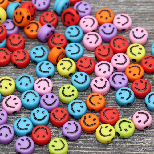 Gold Smiley Face Round Beads Emoji Beads Happy Face Beads - Etsy