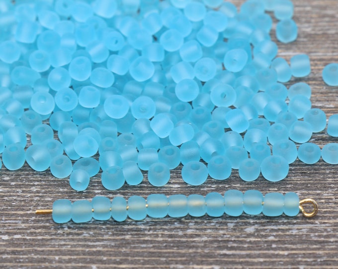 Matte Glass Seed Beads, 4mm 6/0 Glass Round Seed Beads, Matte Blue ...