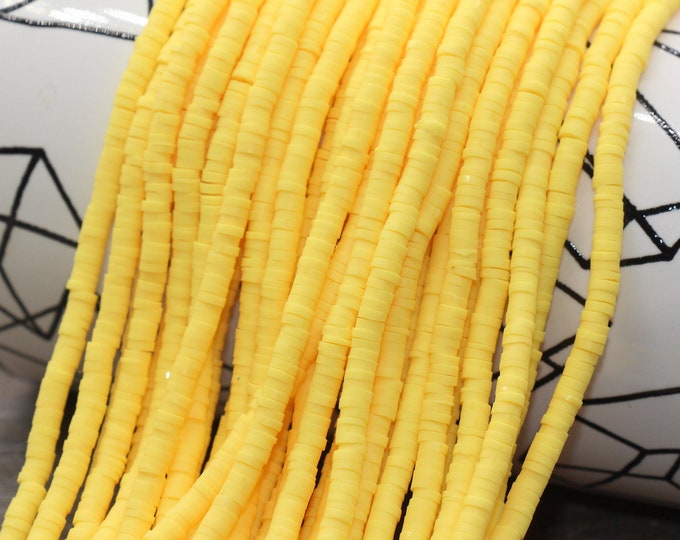 4mm Golden Yellow Heishi Beads, Polymer Clay Disc Beads, African Disc ...