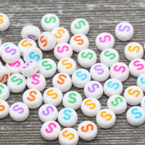 Letter S Alphabet Beads White Alphabet Letter Beads Acrylic | Etsy