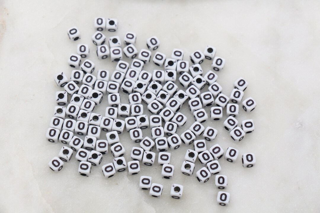 Letter O Cube Beads, White and Black Cube Alphabet Letter Beads, Black ...