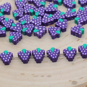 Grape Polymer Clay Beads, Fruit Cane Beads, Purple Grapes Clay Beads ...