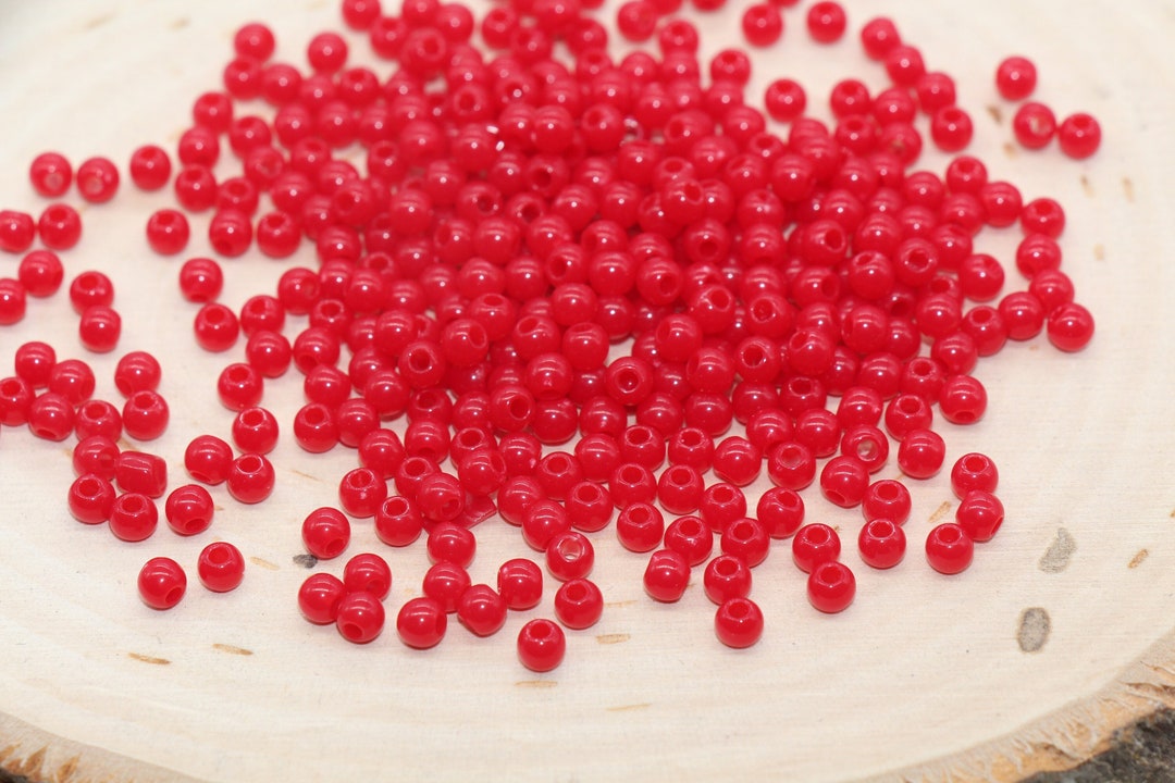 4mm Red Round Beads, Red Acrylic Gumball Beads, Round Spacer Beads ...