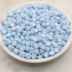 Pastel Blue Heart Beads, Blue Heart Beads, Acrylic Heart Symbol Beads ...