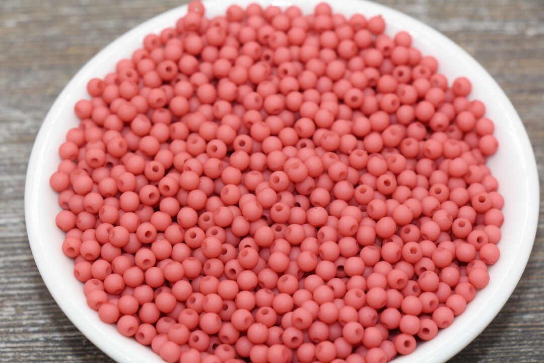 4mm Matte Blush Red Round Beads, Acrylic Gumball Beads, Frosted Blush ...