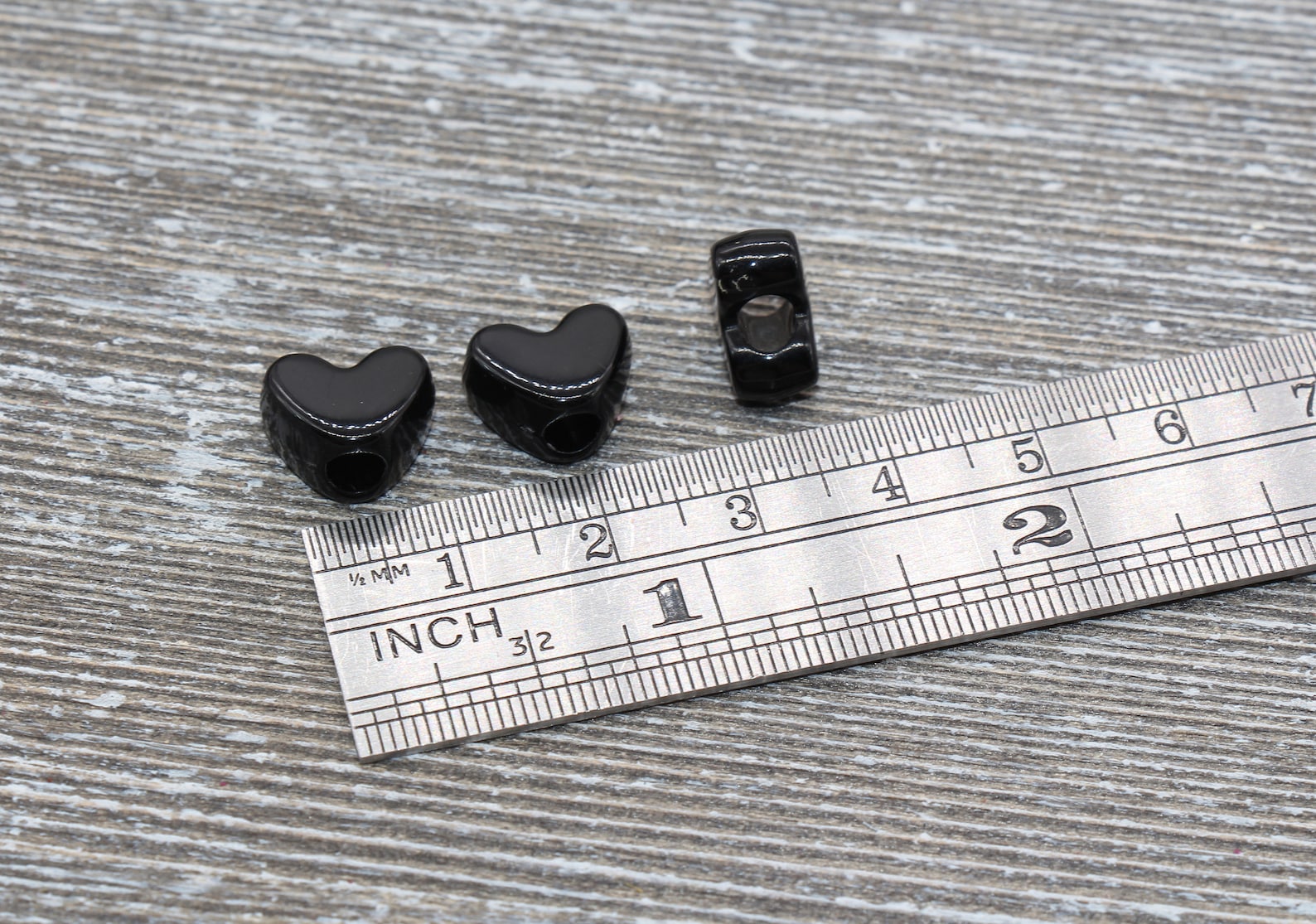 Black Heart Beads, Acrylic Heart Beads, Large Hole Beads, Heart Shape ...