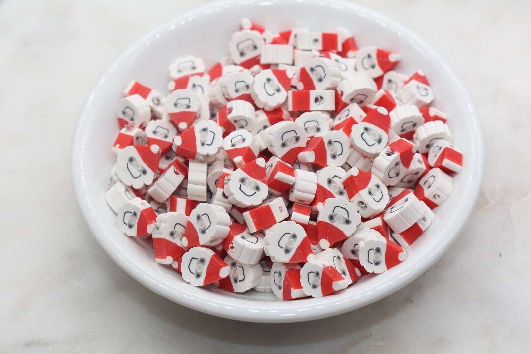 Santa Claus Polymer Clay Beads, Christmas Holiday Fimo Cane Beads ...