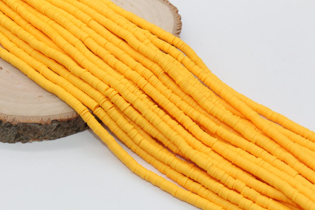 6mm Golden Yellow Heishi Beads, Yellow Polymer Clay Disc Beads, African ...
